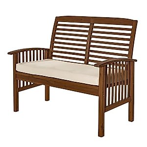 Afuera Living Solid Acacia Wood Patio Loveseat in Dark Brown