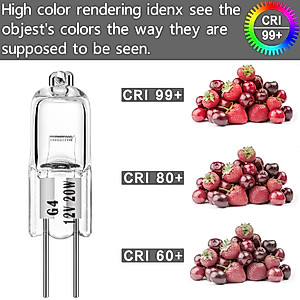 YBEK G4 Halogen Bulbs 20W 12V T3 JC Type 2 Pin Base Replacement for Landscape Under Cabinet Puck Light Track Lighting Dimmable(10 Pcs)