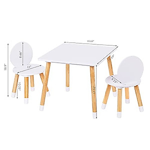 UTEX Kids Table with 2 Chairs Set for Toddlers, Boys, Girls, 3 Piece Kiddy Table and Chairs Set, White
