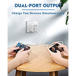 20W USB C Fast Charger, JUNVANG Dual Port PD Power Delivery + Quick Charger Wall Charger Block Plug for iPhone 14/14 Plus/14 Pro Max/13/12 Pro Max/Mini/11/XS/XR/X, iPad, AirPods, Samsung, LG (Pack-3)