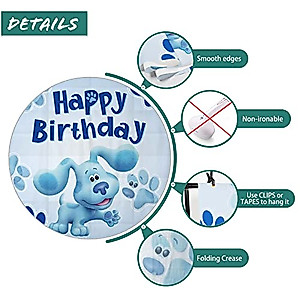 Seasonwood 7x5ft Happy Birthday Blues Dog Backdrop for Boys Birthday Party Photography Background Baby Kids Bday Blue Pet Paw Banner Decorations Cake Table Photo Booth Props