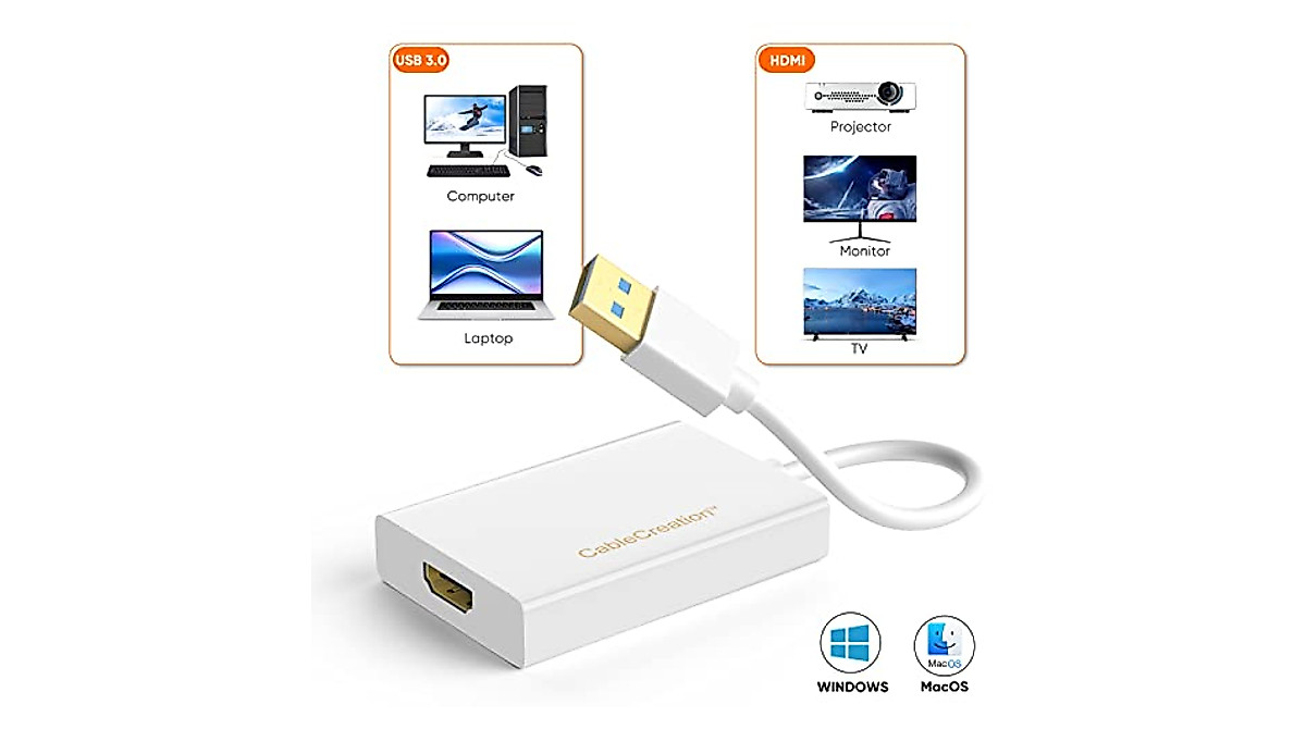 USB HDMI Adapter - CableCreation for Windows & Mac