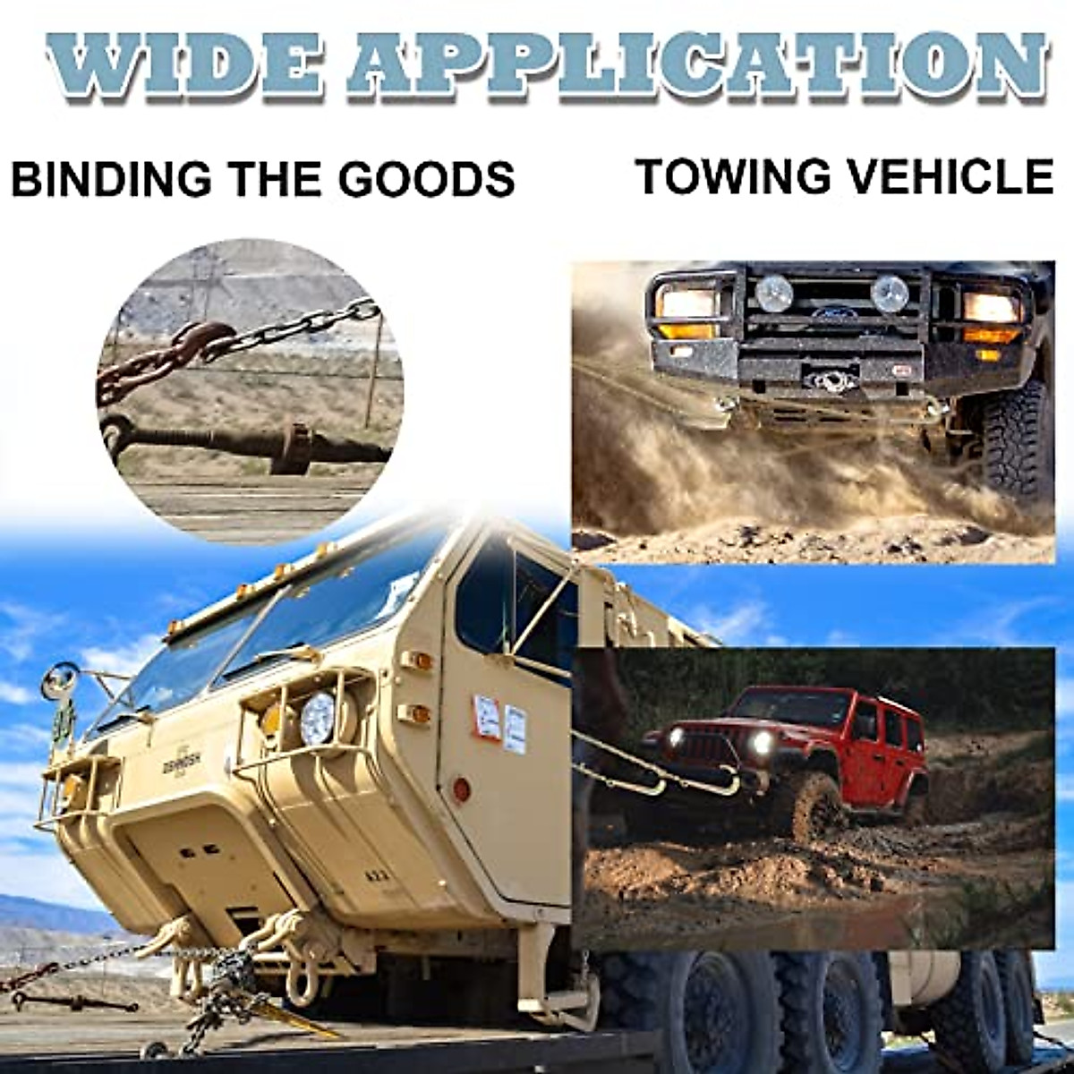 BLACKHORSE-RACING 5/16''x2' G70 J Hook Tow Chain V Bridle with Large Shank J Hooks and Grab Hooks,Flatbed Truck Trailer Safety Tow Chain 4700 lbs Working Load Limit