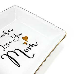 KLYJI Mom Gifts for Mom Mothers Day Gifts Birthday Gifts for Mom from Daughter Valentines Day Christmas Gift Thanksgiving -Remember I Love You Mom Jewelry Dish Ring Trinket Tray