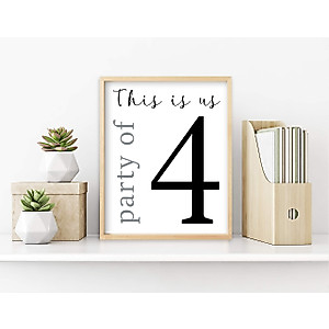 Party of 3, Party of 4, Party of 5 Wall Decor (Unframed Farmhouse Print - Multiple Sizes, Party of 5 Sign, Party of Five Family Sign, Party of Five Sign, This Is Us Art, Party of 5 Family Sign)
