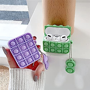 Airpods Pro Case, 3D Pop Fidget Toys Soft Silicone Apple Airpods Pro Case 2021 New Dustproof Shockproof Protective Stress Relief and Anti-Anxiety Toys with Keychain (Mint Green)