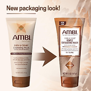 Ambi Even & Clear Gentle Exfoliating Wash with Oat and Sea Whip, Salicylic Acid Acne Treatment, Helps Clear & Prevent Breakouts, Exfoliates to Help Smooth Skin Tone & Texture, 5 Ounce