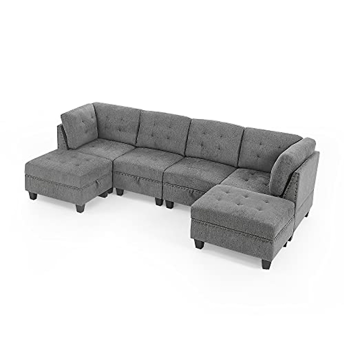 Free Combination Sectional Sofa Oversized Reversible Modular Couch U Shaped Corner Sofá Upholstered Deap Seat Sleeper Couches Bed with Storage for Living Room,2 Single Chair,Two Corner,Double Ottoman