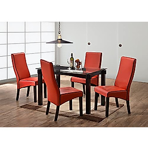 Kings Brand Furniture Upholstered Parson Chair (Set of 2), Red