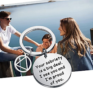 CENWA Sobriety Gift Recovery Sponsor Gift Your Sobriety Is a Big Deal I See You And I’m Proud of You Keychain (Your Sobriety Is K)