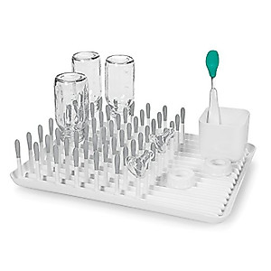 OXO Tot Bottle Drying Rack, Gray, 1 Count (Pack of 1) & Tot Bottle Brush with Nipple Cleaner and Stand - Gray