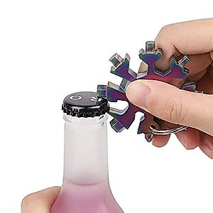Acxico 3Pcs 18 In 1 Stainless Tool MultiTool Portable Snowflake Shape Key Chain Screwdriver