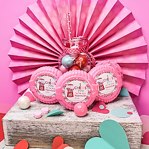 I Chews You Bubble Gum Valentine Party Favor Sticker Labels for Kids, 40 2" Party Circle Stickers by AmandaCreation, Great for Classroom Valentines, Envelope Seals, Gifts & Treats