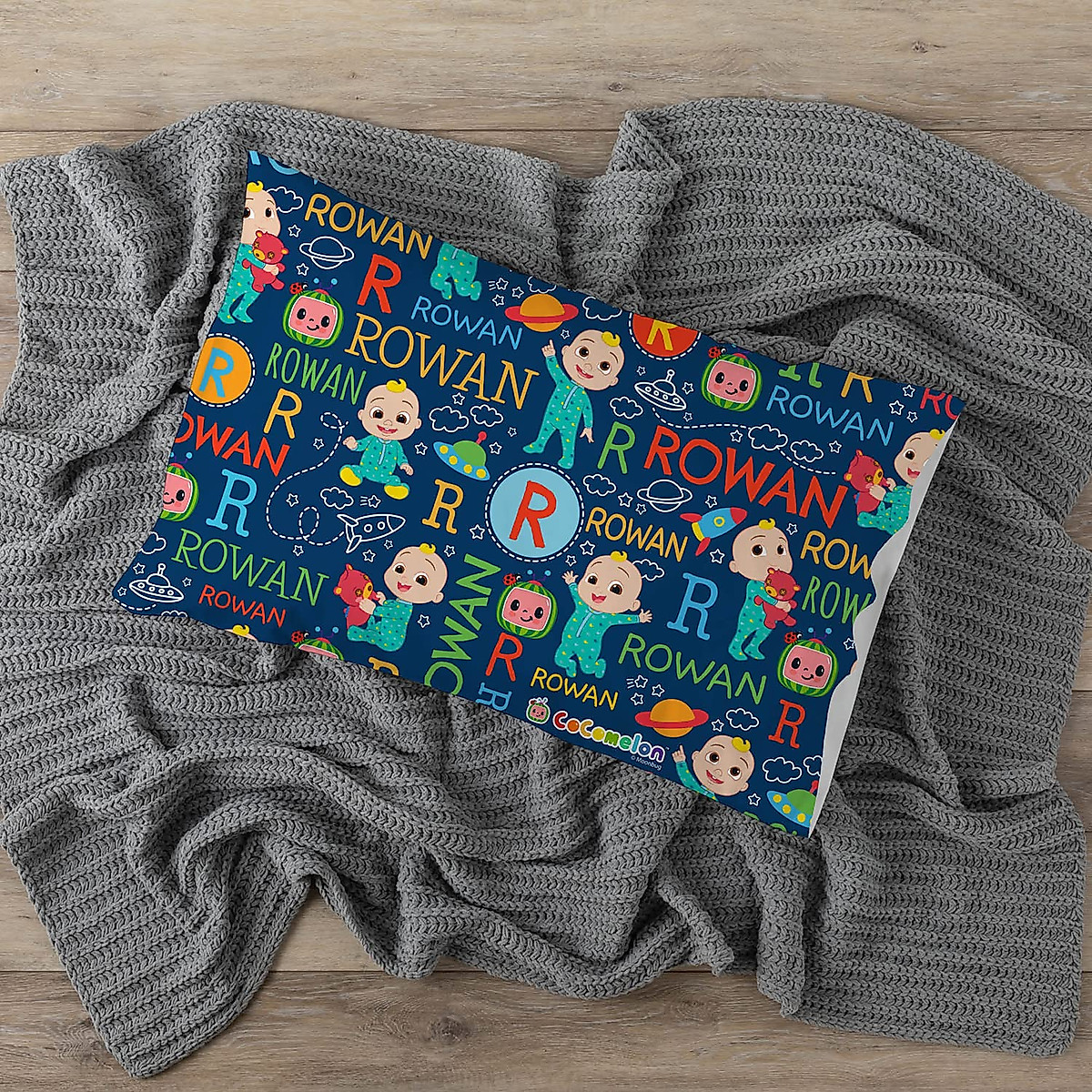 CoComelon Personalized Pillowcase with Custom Initial and Name Printed | Soft Pillow Cover for Kids Pillow in Bedroom or Play Area | 20" x 31" | Official Licensed Product