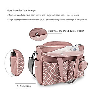Lmbabter Diaper Bag Tote with Changing Station Upgrade Multi-Function Baby Bag with Adjustable Shoulder Strap (Pink)