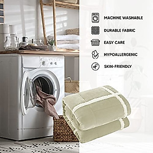 Chic Home 3 Piece Chloe Sherpa Lined Plush Micro Suede Comforter Set, King, Brown