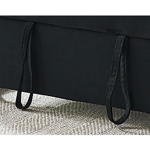 FENFSHE Contemporary Velvet Futon Sofa Bed with Adjustable Backrest, Storage Pockets, and Pillows - Ideal for Living Room or Bedroom (Black)