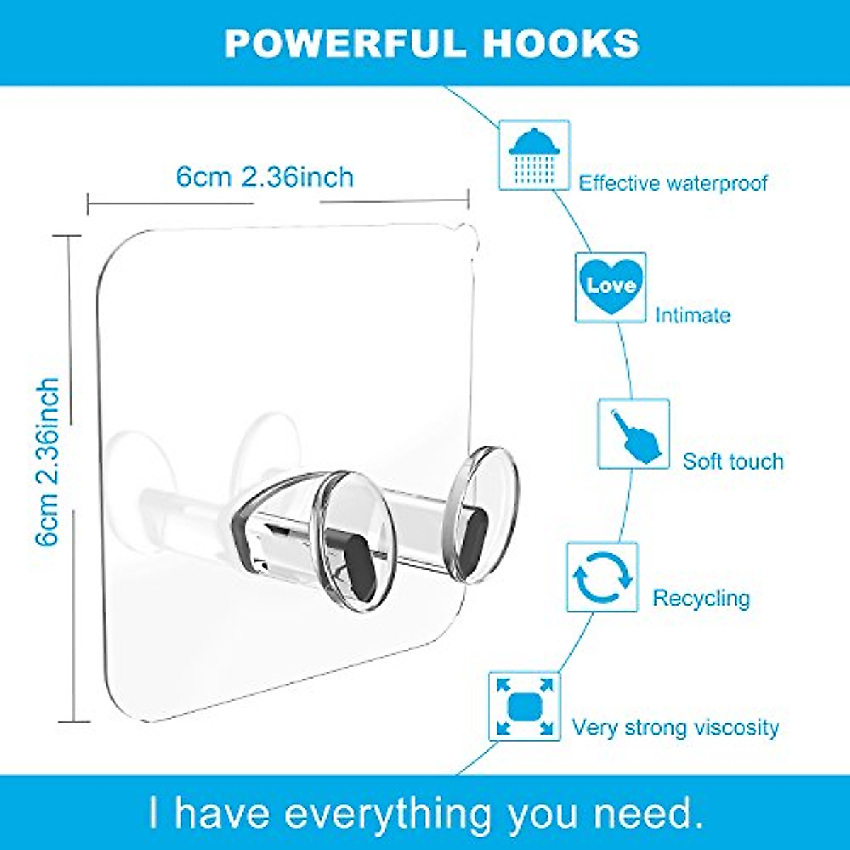 Strong Adhesive Plug Hooks Without Nails Multi Purpose Transparent Plastic Hooks Waterproof and Oilproof for Kitchen, Bathroom, Office, Phone, Towel, Robe, etc. Best for Smooth Surface (12 pcs)