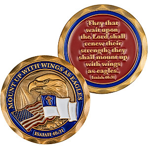 Mount Up with Wings as Eagles, Bulk Pack of 10 Christian Coin Tokens, Collectible Religious American Flag Military Challenge Coin Souvenir, Antique Gold-Color Plated Bald Eagle Gift, Isaiah 40:33