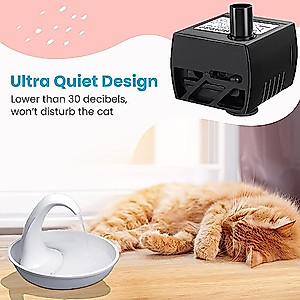 Dreyoo Pet Water Fountain Pump Compatible with PioneerPet Smartcat Fountain, Cat Water Fountain Pump Replacement with Cleaning Brush Kit for Cat Water Dispender Pet Drinking Fountain