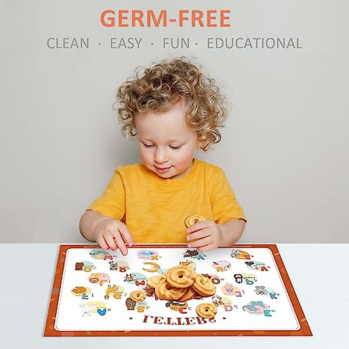 Disposable Placemats for Baby, 40 Pack Sticky Toddler Placemat for Restaurants, Dining Table, Party, Travel, Placemats with Letters Numbers Shapes Colors, Fun and Learning Placemats for Kids12''x18''