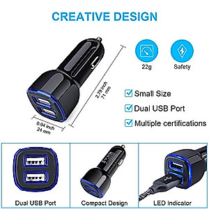Car Charger for Samsung Galaxy A21 A11 A51 A20 A01 A10E A9 A50 A71 A12 A32 A52 A14 A13 A53 S23 S22 S21 S20 Ultra S10 S9 Note 20,LG Stylo 6/5,Pixel 7 6 5,Car Charger Adapter,Type C Fast Charging Cable