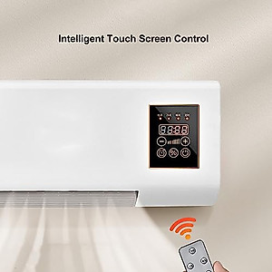 Wall Air Conditioner, 2 In 1 Mini Air Conditioning Hot Fan, Quiet Remote Control Evaporator Unit for Bathroom Bedroom, Digital Display, Adjustable Temperature and Wind Speed