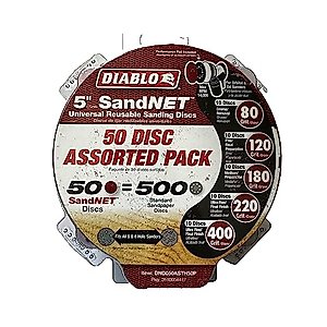 Diablo 5 inch SandNET Reusable Sanding Discs - 50 Disc Assorted Pack