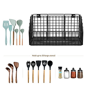 utensil organizer,kitchen utensil holder,utensil holder,cooking utensil holder,utensil caddy,kitchen utensil organizer,black utensil holder,large utensil holder,spatula holder(Wall mountable)