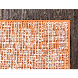 Unique Loom Sofia Collection Area Rug - Grand (7' 10" x 10' Rectangle, Orange/ Ivory)
