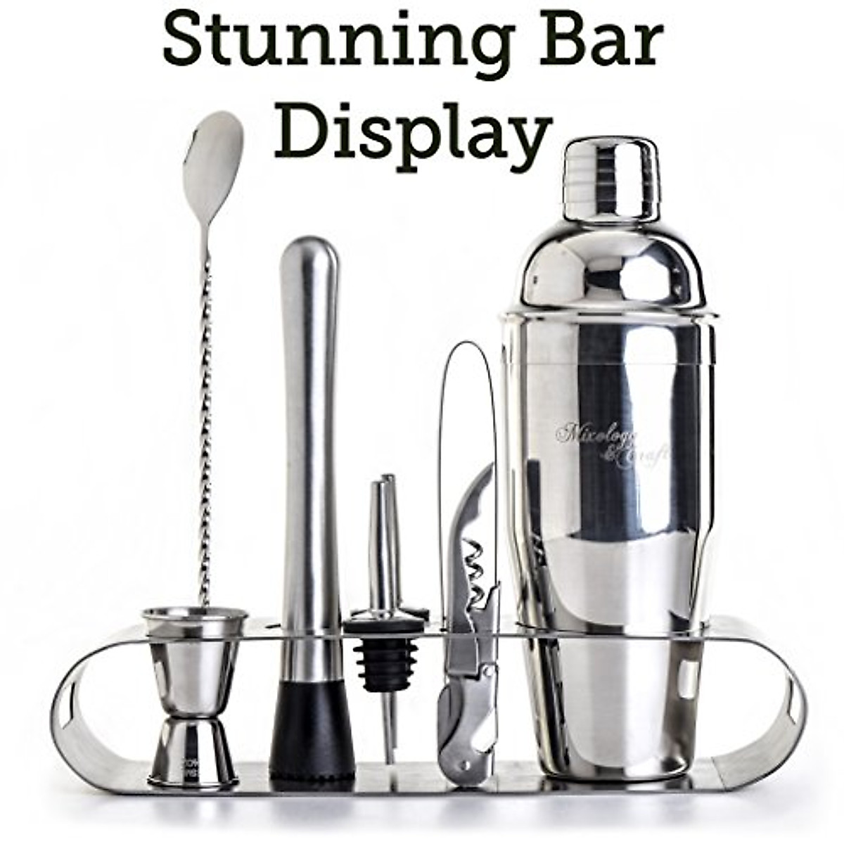 Mixology Bartender Kit: 9-Piece Bar Set Cocktail Shaker Set with Elegant Metal Stand