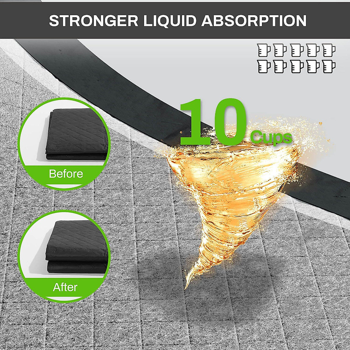 Charcoal Puppy Pads 28x34 Inches Extra Large Dog Pee Pads Odor-Control & Leak-Proof Disposable Pet Training Black New Edge-Wrapping Thicken Potty Pad for Dogs, Cats, Rabbits (30 Pieces)