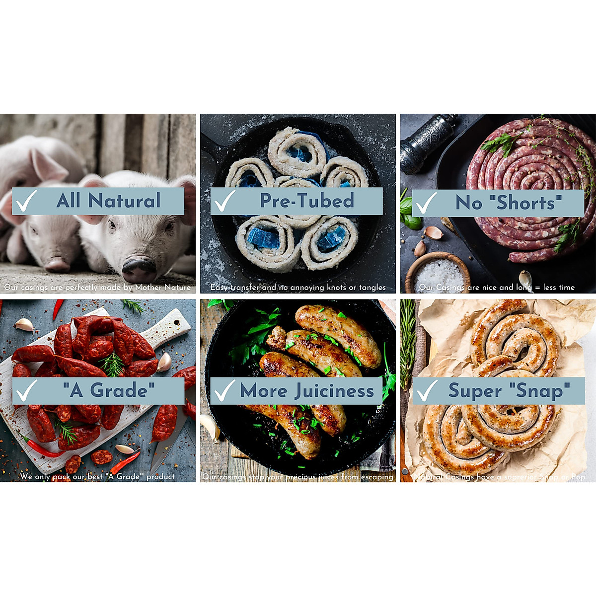 SAUSAGE CASINGS Natural HOG Casings for Sausage Making, 32ft 32mm for 12lb Sausage Making - Pre-Tubed, Edible, A Grade, Ideal Sausage Casing or Pork Casing for Italian Sausages, Kielbasa and Chorizo.