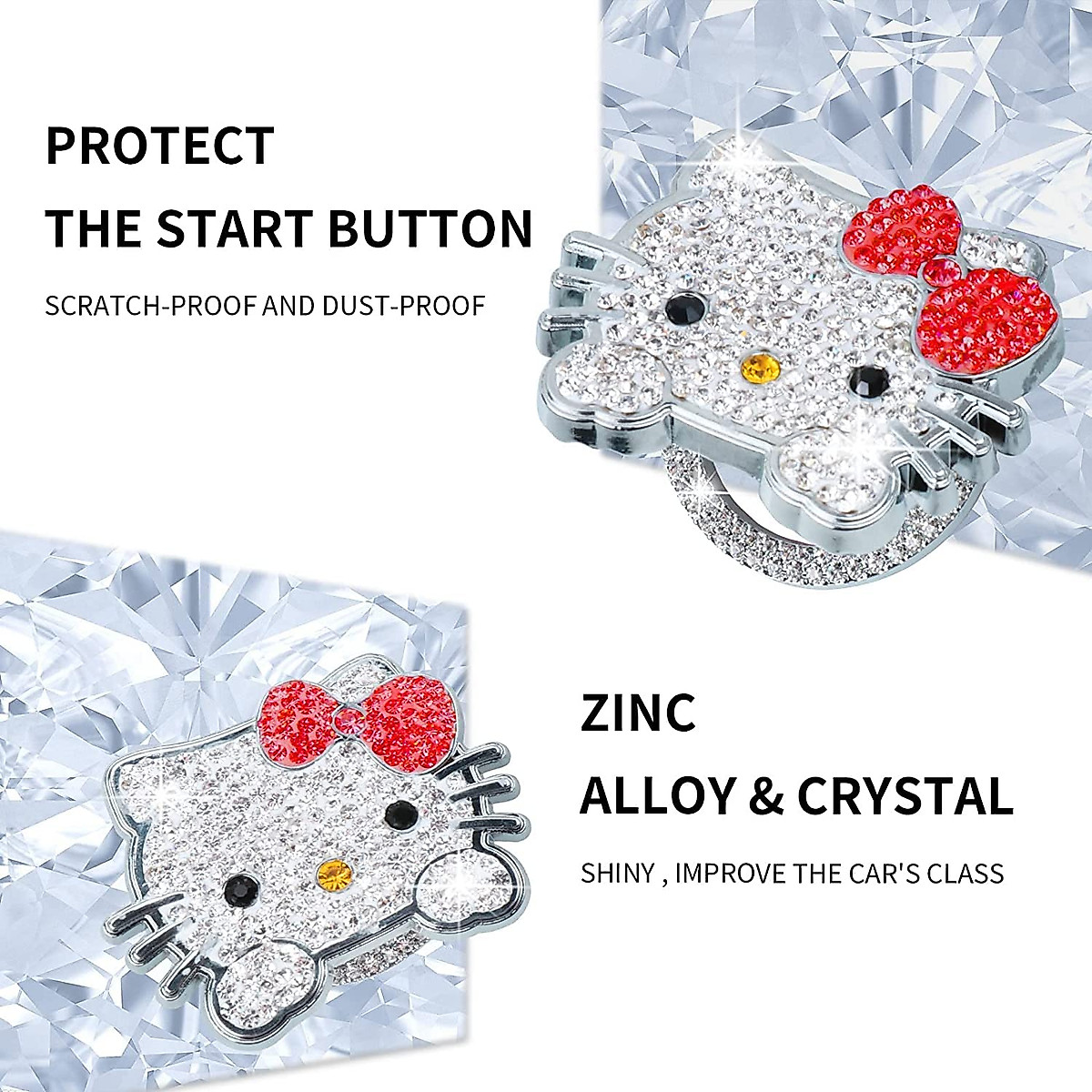 Bling Car Push to Start Button Cover Accessories, Crystal Rhinestone Car Engine Start Stop Button Cover, Auto Ignition Switch Cover, Cute Car Accessories for Women Decoration Interior Sticker