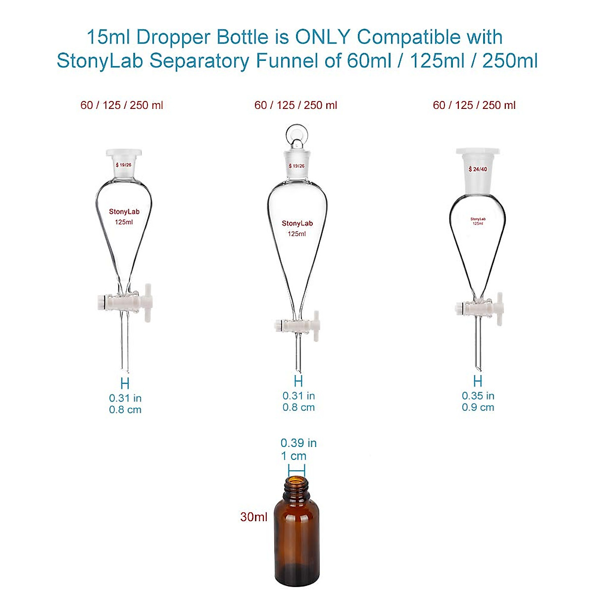 stonylab 30ml (1 oz) 6-Pack, Glass Dropper Bottle, Empty Glass Bottle with Glass Dropper, Inner Plug and Label for Essential Oils Aromatherapy Fragrances