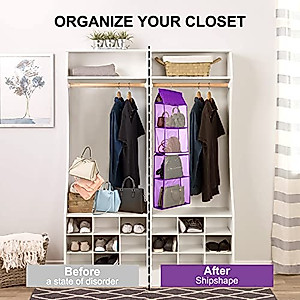 TABITORA Detachable Hanging Handbag Organizer Easy Unpack Hanging Organizer For Bags Purple
