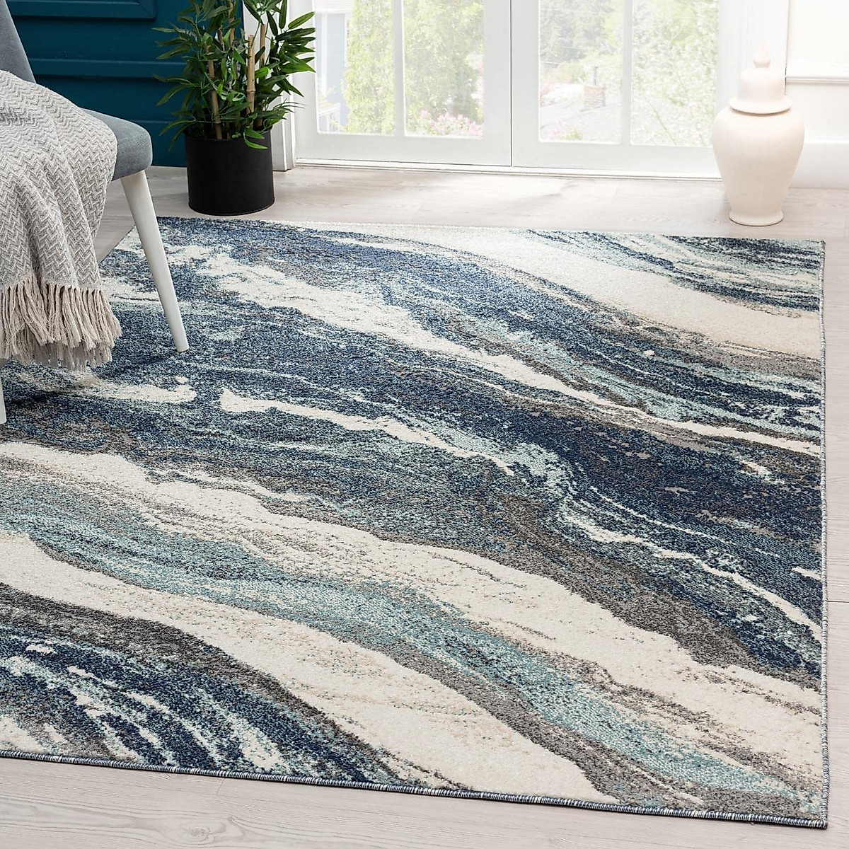 LUXE WEAVERS Lagos Collection 7983 Blue 6x9 Art Deco Area Rug