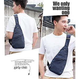 Suyzufly Slim Sling Bag for Men Women Water Resistance Lightweight Small Shoulder Crossbody Chest Bag Blue