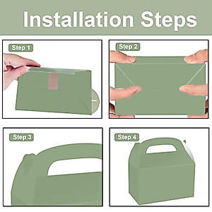 CIEOVO 24 Pack Sage Green Party Cardboard Treat Box Sage Green Party Favor Goody Bags Treat Boxes for Bridal Shower Baby Shower Birthday Wedding Party Supplies
