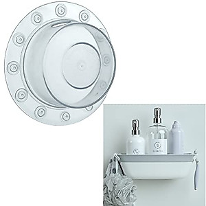 SlipX Solutions Clear Bottomless Bath Overflow Drain Cover and White Suction Shower Basket Caddy