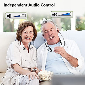 Avantree HT41866 Wireless Earbuds for TV Listening (Set of 2) with Bluetooth Transmitter, Individual Volume Control, 20Hrs Neckband Headphones, Plug & Play, No Audio Delay