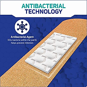 Care Science Antibacterial Fabric Adhesive Bandages, 200 ct Bulk Assorted Sizes | Flexible + Breathable Protection Helps Prevent Infection for First Aid and Wound Care