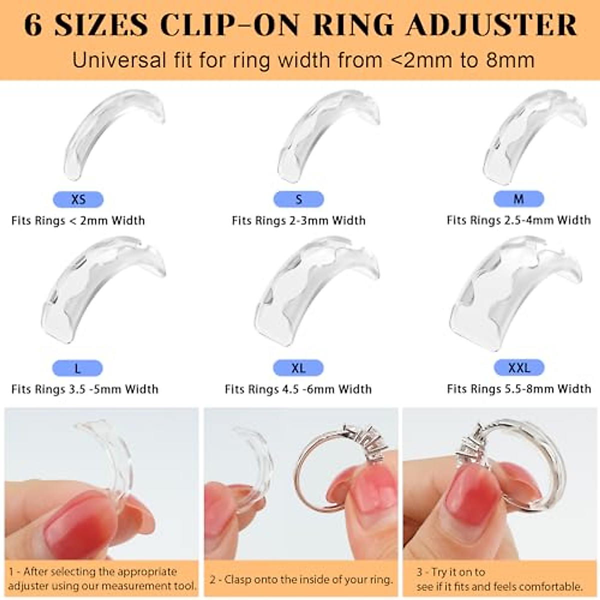 Ring Sizers for Loose Rings Ring Guards for Loose Rings Fit Any Rings, Invisible Ring Size Adjuster Never Sliding Off and Spinning (12 pcs)