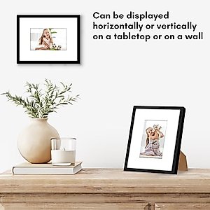 Americanflat 6x8 Picture Frame with Shatter-Resistant Glass - Use as 4x6 Frame with Mat or 6x8 Frame Without Mat - Streamline Collection - Thin Photo Frame for Wall and Tabletop Display - Black