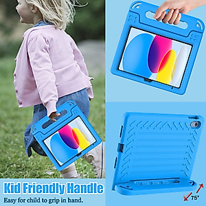 AVAWO Case for iPad 10th Generation 2022 10.9 Inch, iPad 10th Case Kids, Built-in Screen Protector, Heavy Duty Shockproof Handle Stand Child Protective Cover for iPad 10.9" 2022(10th Gen), Blue