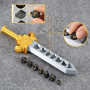 Dice Dagger with 7PCS D20 Dice Dungeons and Dragons Dice Set DND Dice Holder Polyhedral Dice Gift Sword D&D Dice Scabbard Dice Box Sword Dagger Polyhedral Dice Storage Dice D20 Black