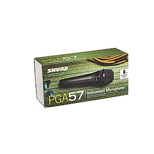 Shure PGA57 Dynamic Microphone - Professional Quality Instrument Mic with Cardioid Pick-up Pattern, 3-in XLR Connector, 15' XLR-to-XLR Cable, Stand Adapter and Zipper Pouch, (PGA57-XLR)
