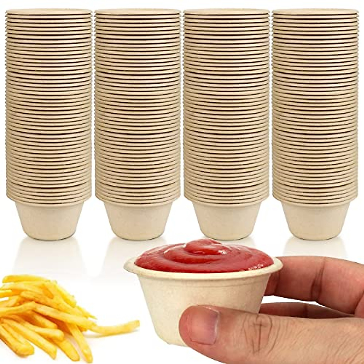Cmkura 200 Pack 2oz Disposable Souffle Cups, Bagasse Fiber Souffle Cups Portion Cups Sample Cups Tasting Cups Condiment Cups for Salad Dressing Sauce Souffle and Salsa