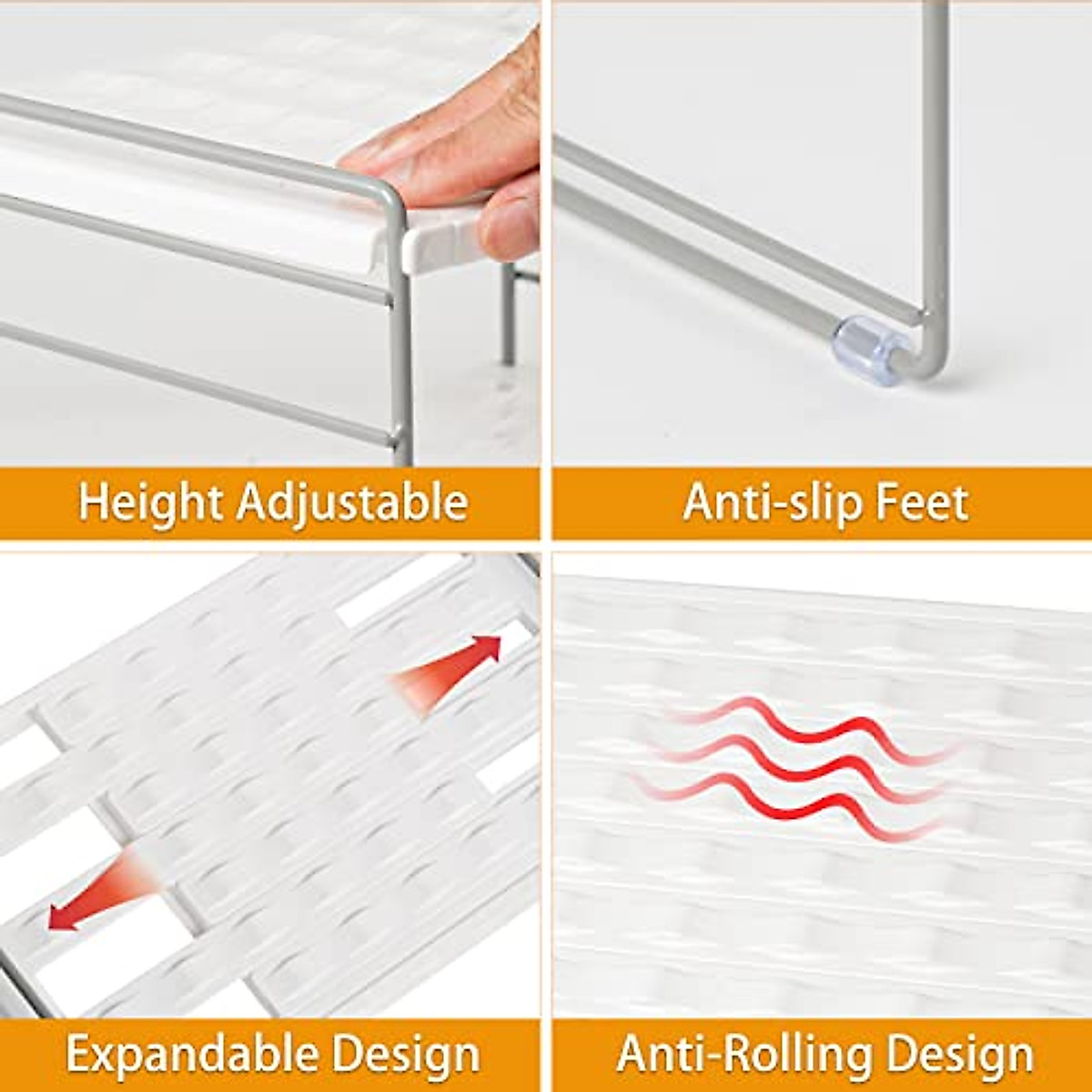 Water Bottle Organizer For Cabinet, Expandable Water Bottle Holder Rack, Adjustable Tumbler Storage For Kitchen Organization, 2 Tier Cup Organizer For Sports Flask Insulated Travel Mug Fridge, White