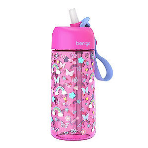 Bentgo Kids Prints Lunch Box Kids Water Bottle - New & Improved 2023 (Rainbows and Butterflies)